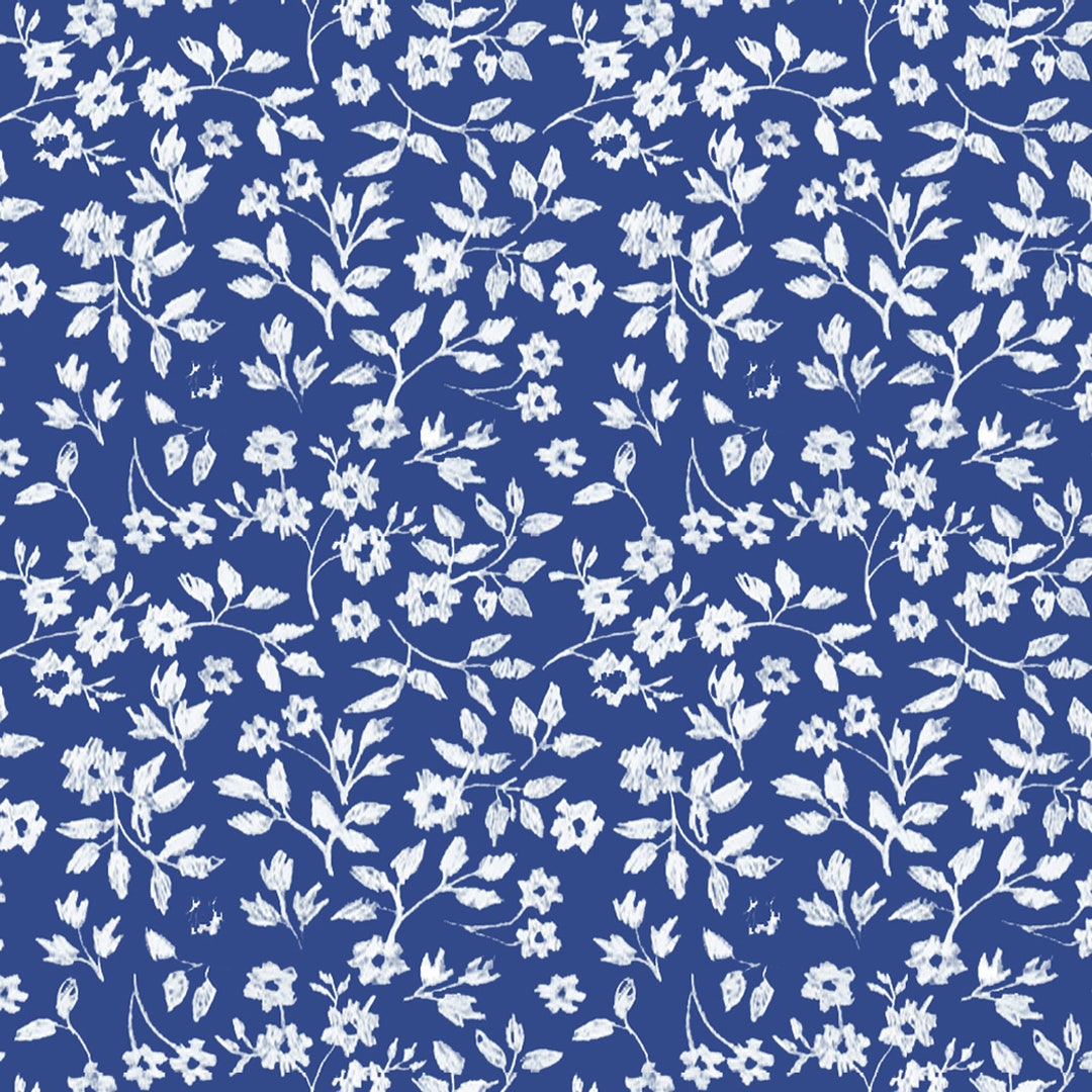 Dolls House Wallpaper 1/12th or 1/24th Scale Quality Paper Blue Floral ...