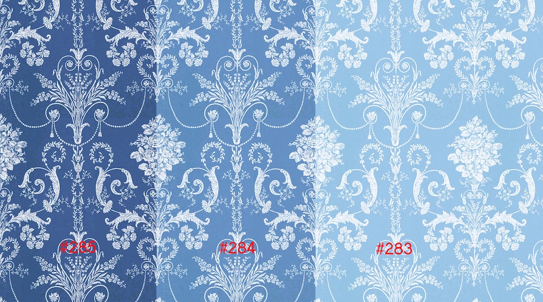 Dolls House Wallpaper Choice of 1/12th or 1/24th Scale 3 Blues Vintage ...