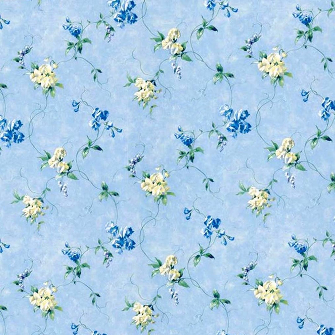 Dolls House Wallpaper 1/12th or 1/24th Scale Quality Paper Blue Floral ...