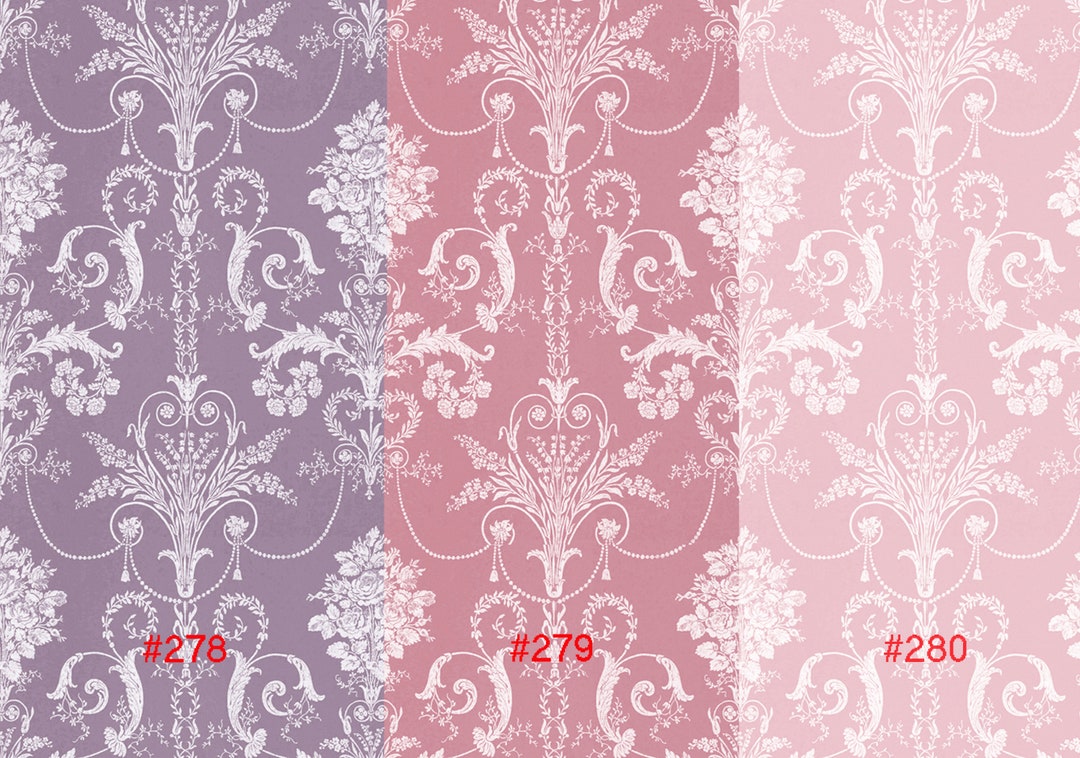 Dolls House Wallpaper Choice of 1/12th or 1/24th Scale 3 Pinks Vintage ...