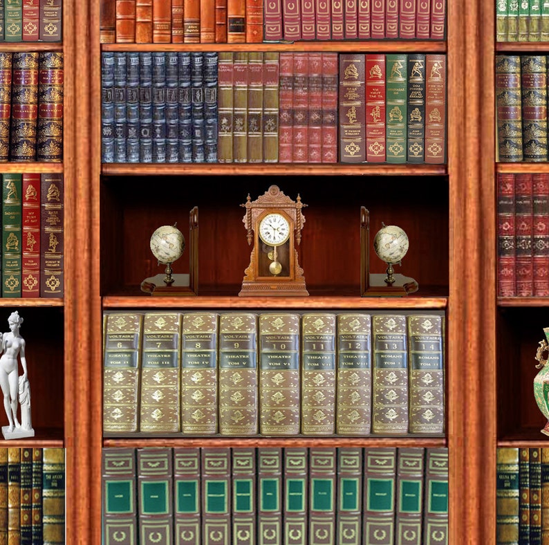 Dolls House Victorian Wallpaper Library Books Mural Quality Paper ...