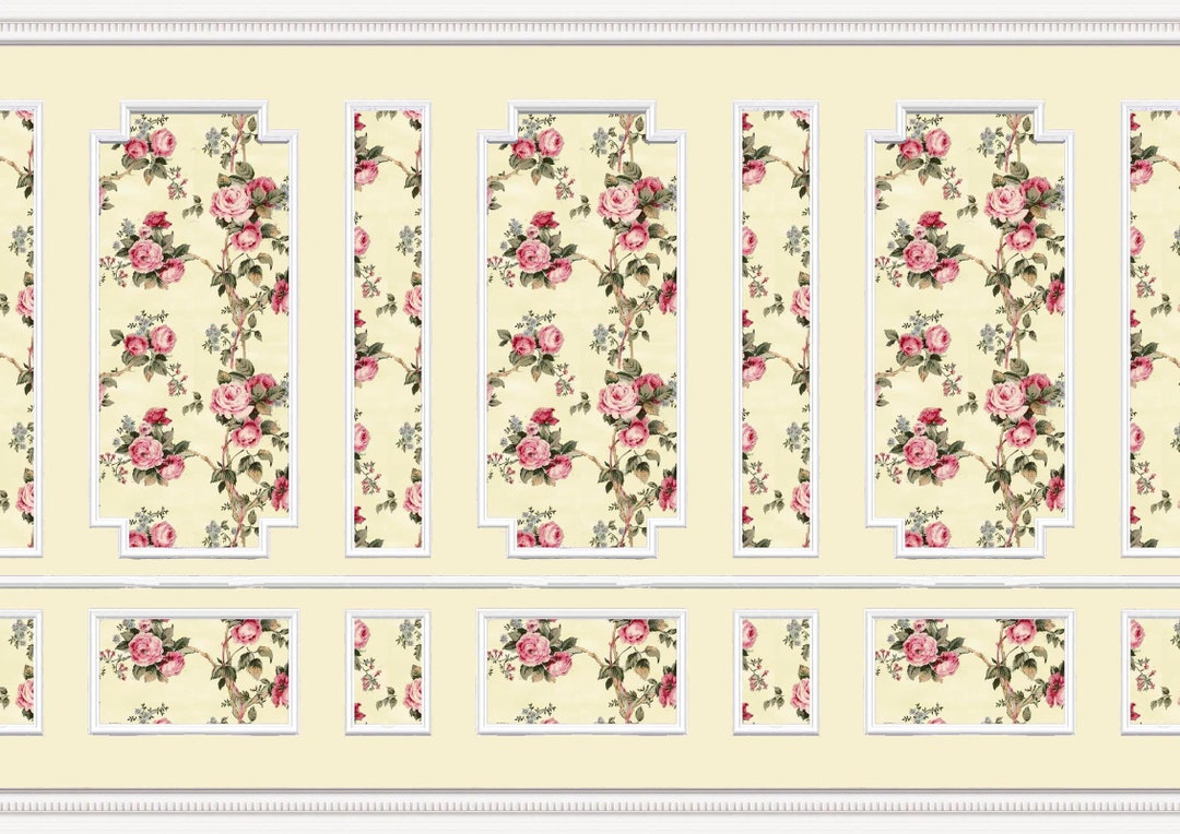 Dolls House Wallpaper 1/12th Scale Cream Roses Quality Paper Miniature ...