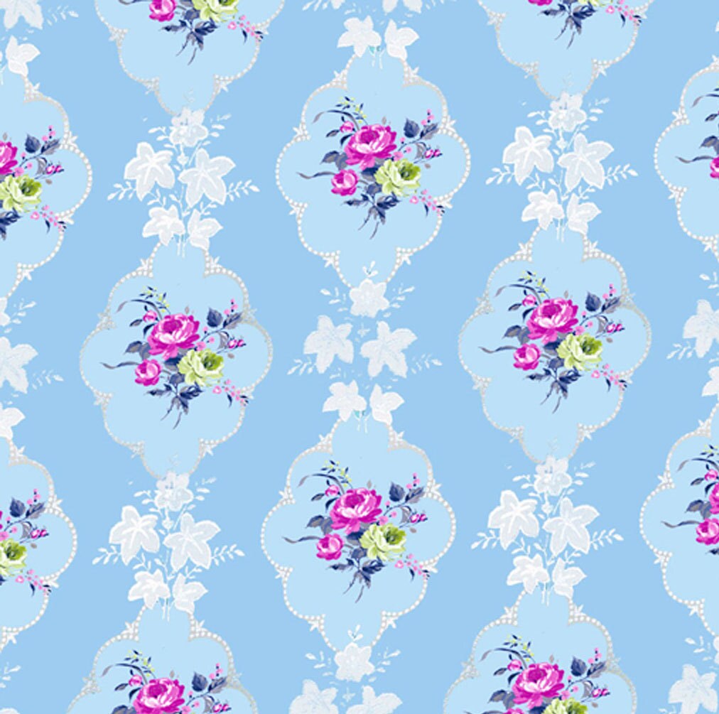 Dolls House Wallpaper 1/12th or 1/24th Scale Quality Paper Blue Floral ...