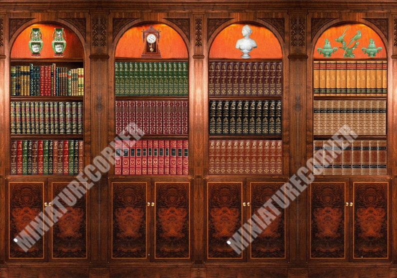 Dolls House Victorian Wallpaper Library Books Mural Quality Paper ...