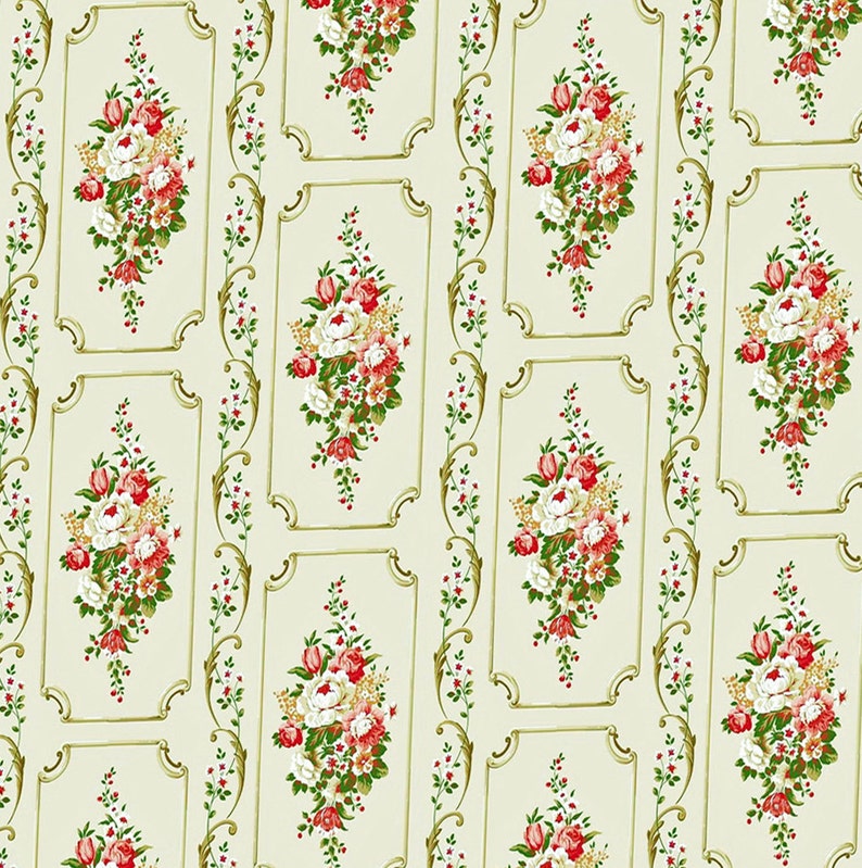 Dolls House Wallpaper 1/12th or 1/24th Scale Quality Paper Beige Floral ...