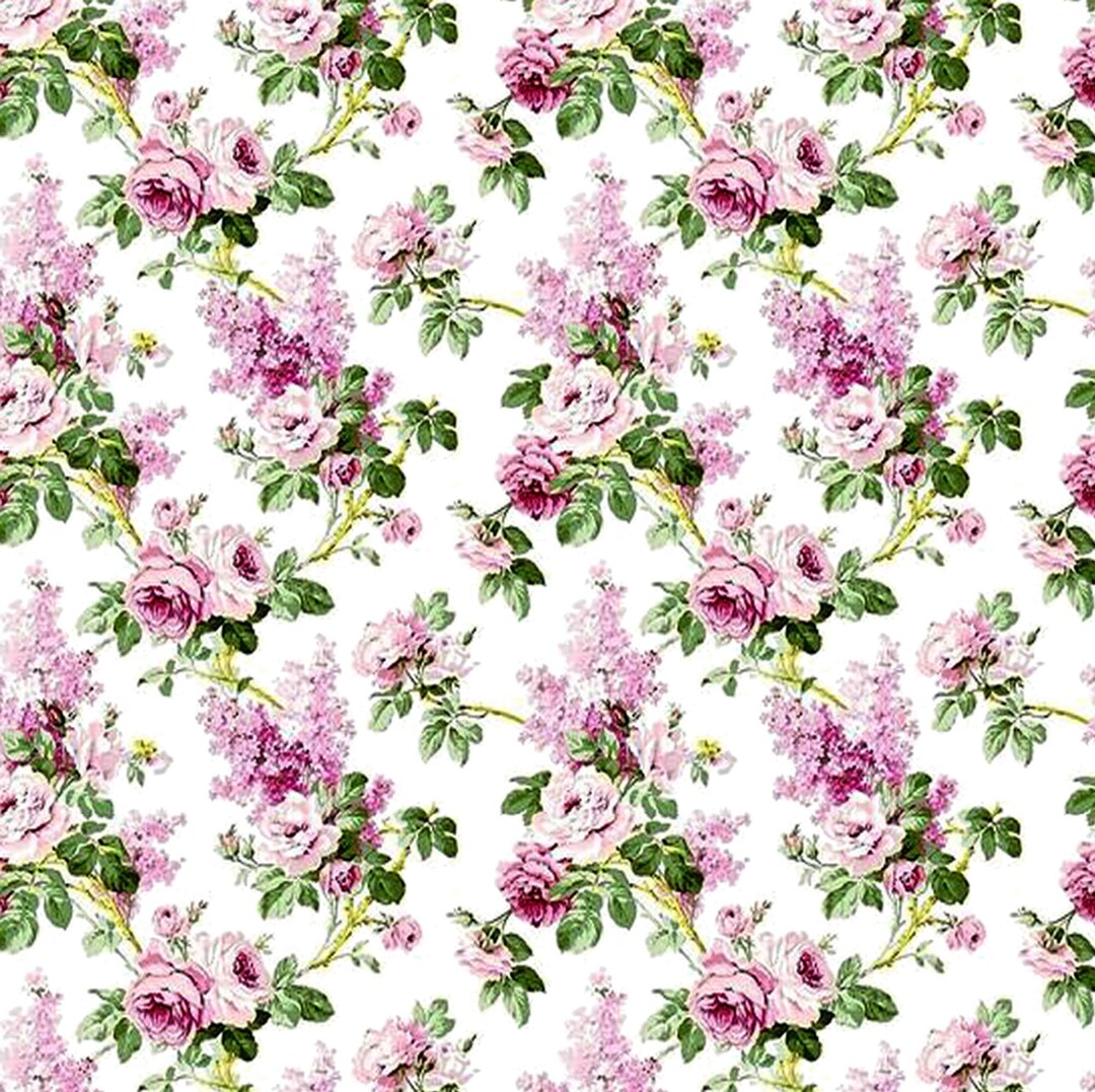 Dolls House Wallpaper 1/12th or 1/24th Scale Lilac Floral Quality Paper ...