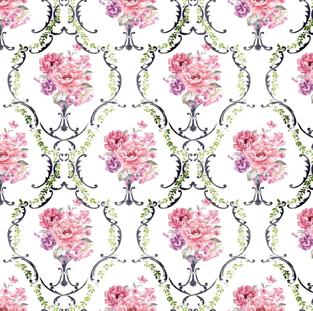 Dolls House Wallpaper 1/12th or 1/24th Scale Pink Floral Quality Paper ...