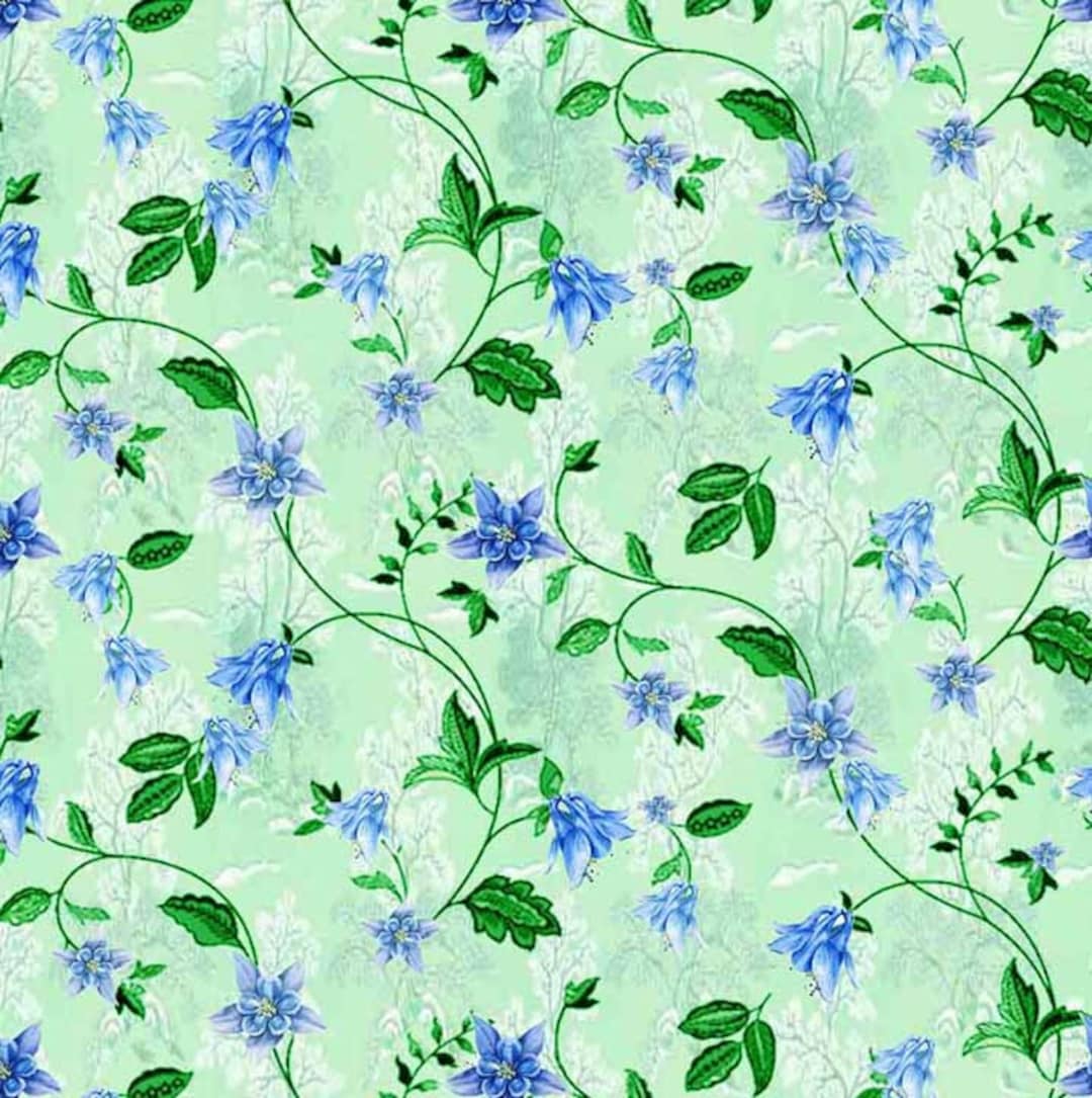 Dolls House Wallpaper 1/12th or 1/24th Scale Blue Floral Green ...