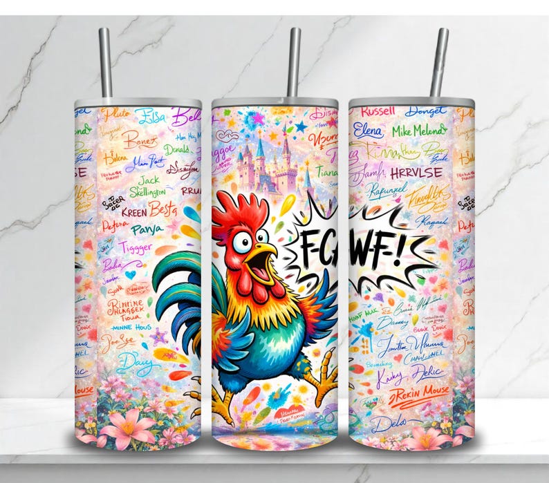 Funny Rooster 20oz Tumbler Wrap | Cartoon Chicken PNG (digital Download ...