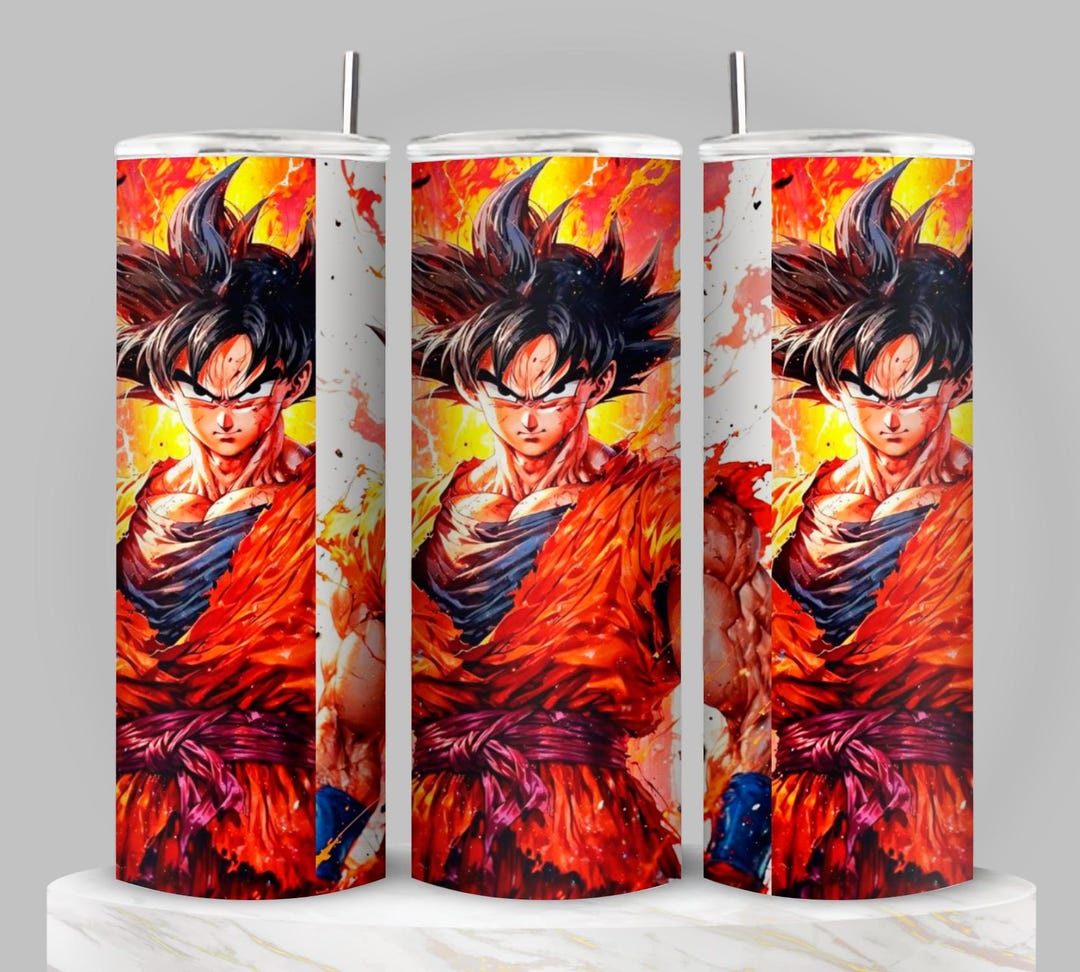 Dragon Ball Z Goku Tumbler Wrap | 20oz Skinny Tumbler PNG | Digital ...