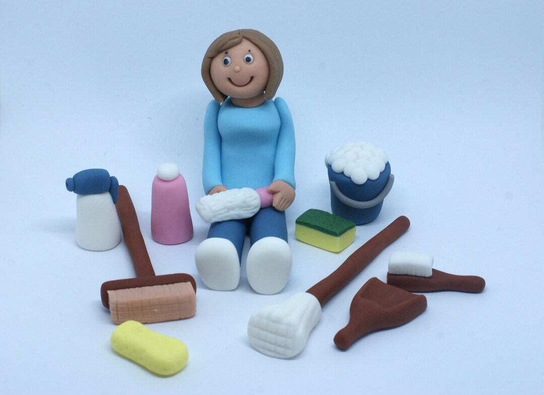 Handmade Edible Personalised Cleaning Lady, Cleaner Birthday Cake ...