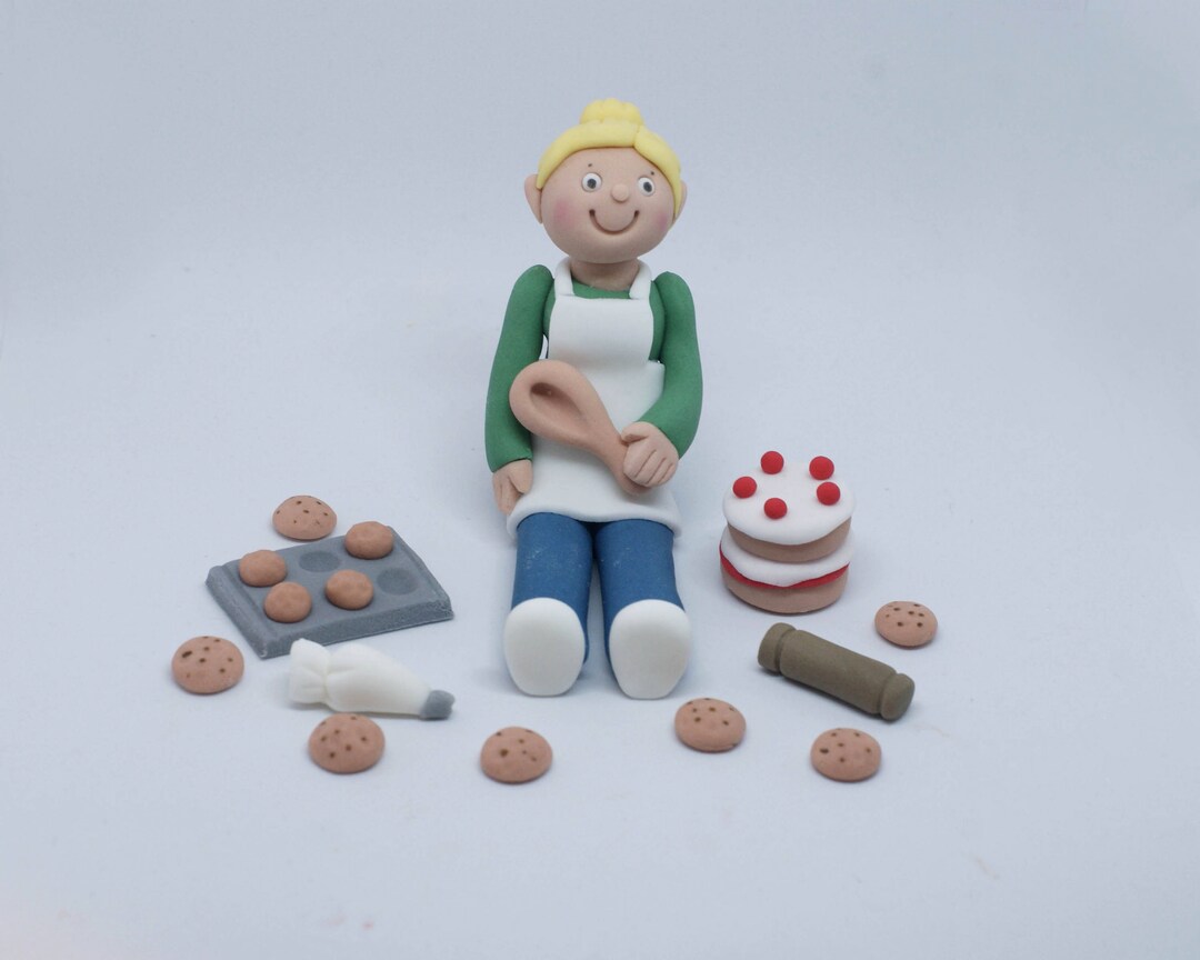 Handmade Edible Sugar Lady Baker Fondant Cake Topper/decoration - Etsy UK