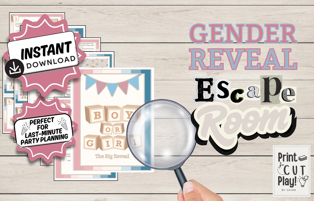 Gender Reveal Escape Room Game: Printable Puzzle, Video Reveal (instant ...
