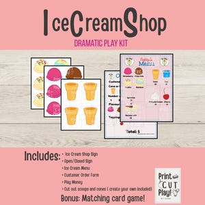 Ice Cream Dramatic Play Printables | Pretend Play Kit for Preschool ...