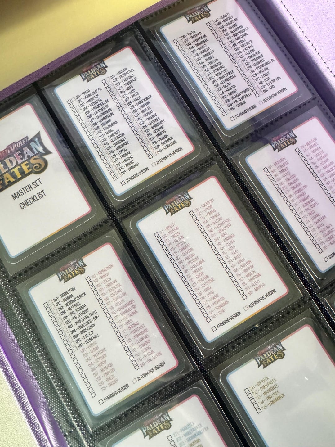 Pokemon TCG - PHYSICAL Checklist Cards for S&V Sets (card-sized Master ...