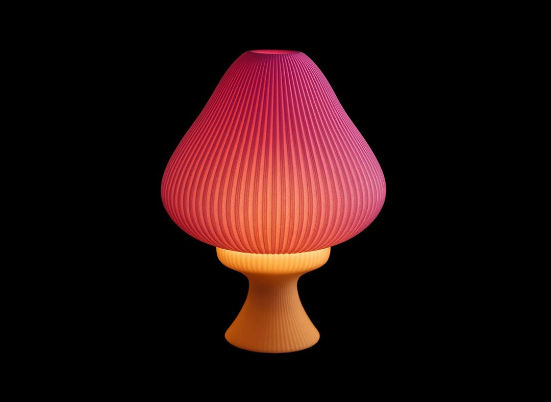 Groove Mushroom Table Lamp STL – 3D Printable Retro Lamp for Home Decor ...