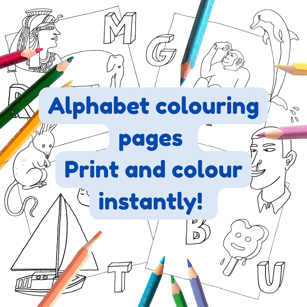 Printable Alphabet Coloring Book | A-Z Hand-drawn Letters & Animals ...