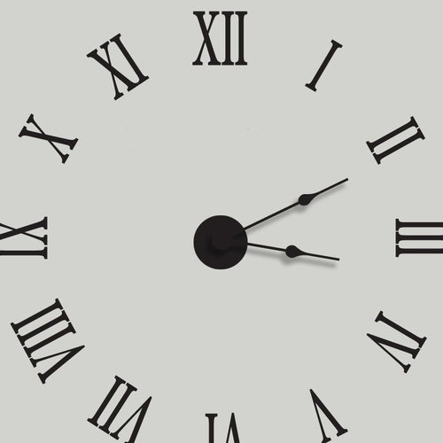 Large Wall Clock Vinyl Wall Decal Clock Extra Large Roman - Etsy