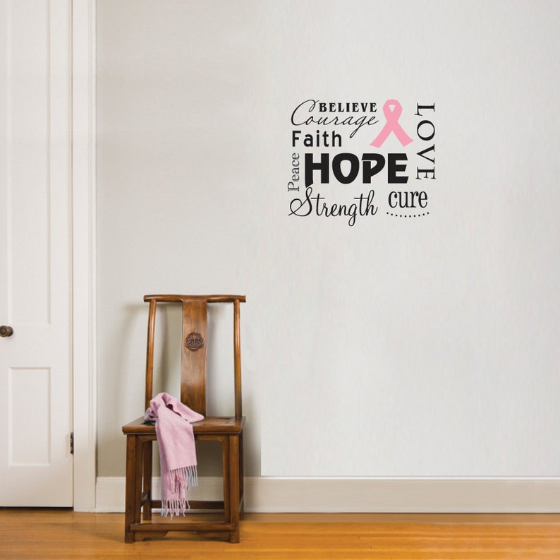 Love Hope Courage Strength Breast Cancer Wall Decal - Removable Vinyl ...