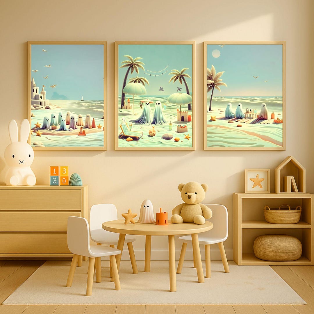 Ghostly Halloween Printable Wall Art Set of 3 Summerween Halloween ...