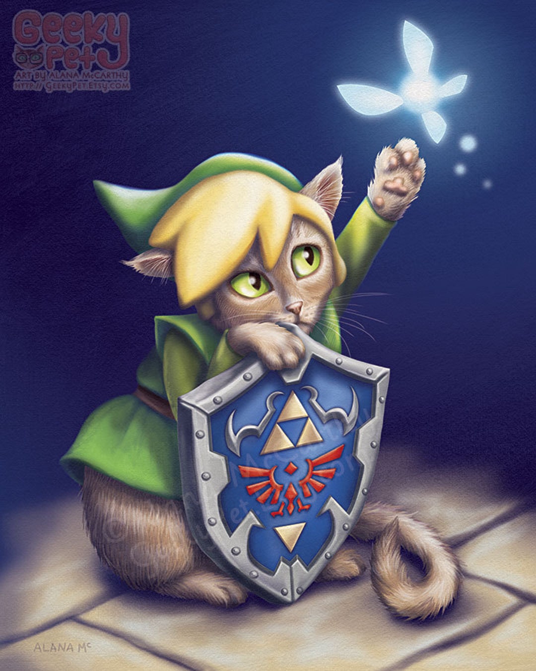 Elf Cat - 8x10 Art Print - Elf Kitty is Distracted by the Fairy on His ...