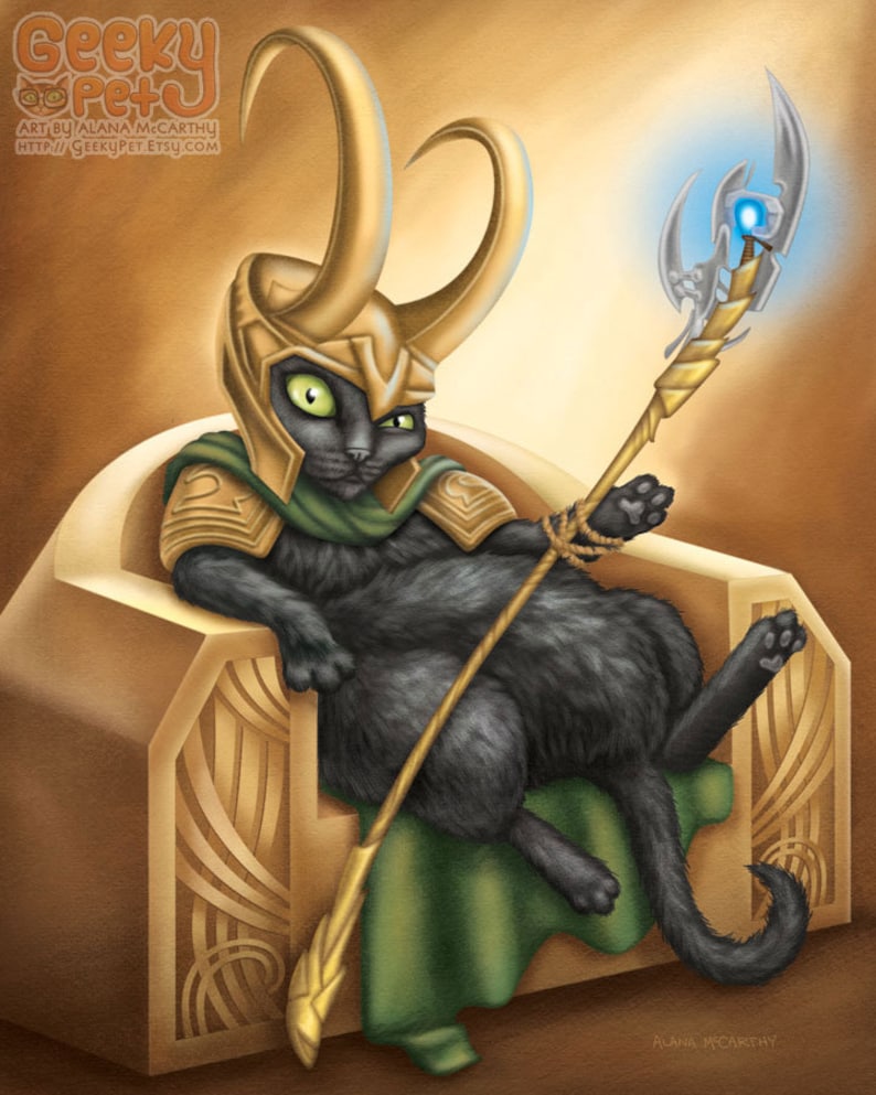 Loki Cat 8x10 Art Print Loki In Cat Form Sitting On His Etsy