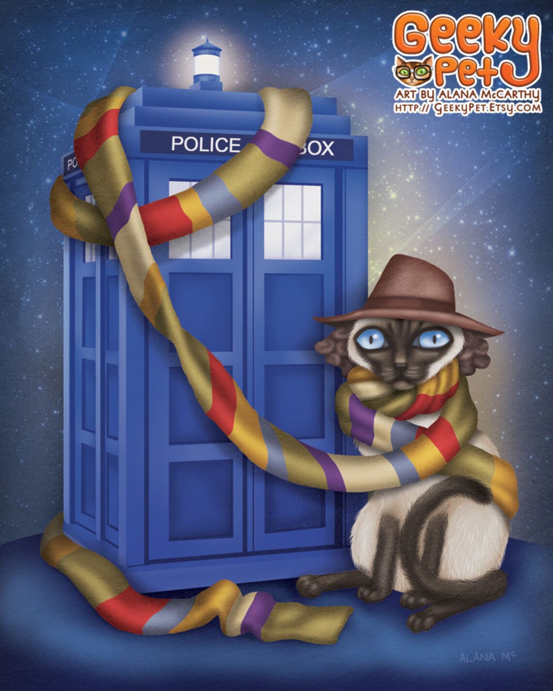 Dr. Who Cat 8x10 Art Print Cat Dressed up Like Dr. Who - Etsy