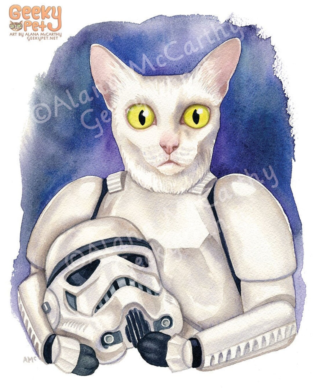 Trooper Cat 8 X 10 Print of a White Cat Holding a Scifi Helmet - Etsy