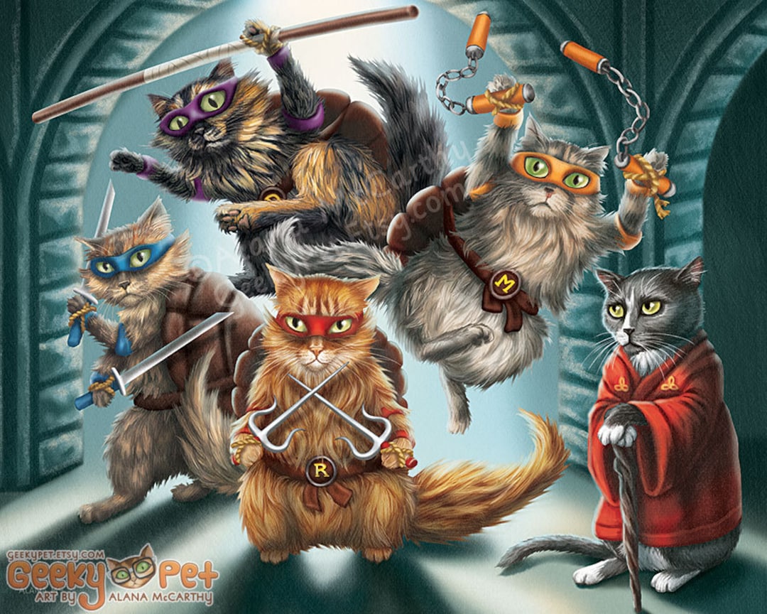 Turtle Cats 8x10 Art Print - Etsy