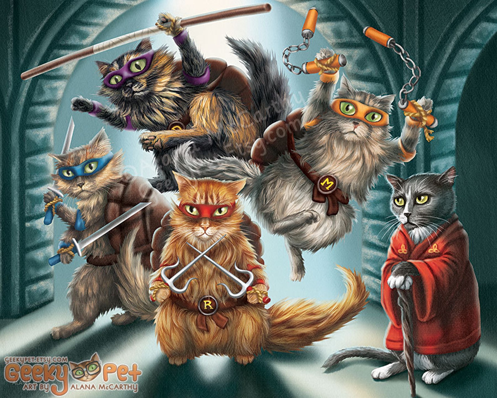 Turtle Cats 8x10 Art Print - Etsy