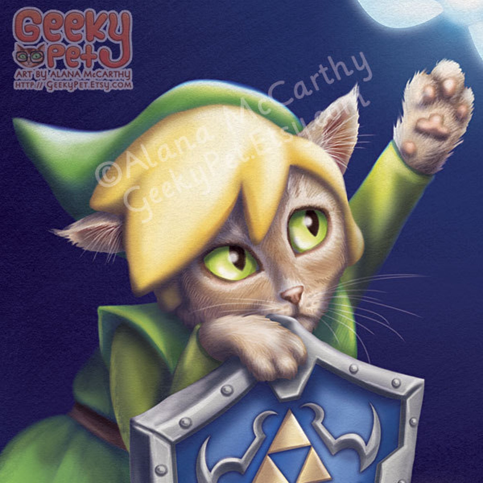 Elf Cat - 8x10 Art Print - Elf Kitty is Distracted by the Fairy on His ...