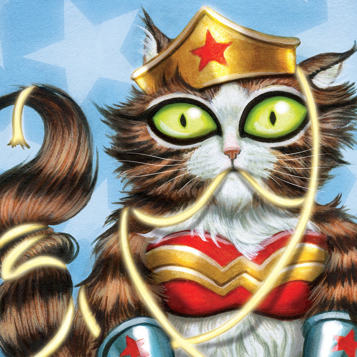 Wondercat - 8 X 8 Art Print - Kitty Dressed up Like Wondercat - Etsy