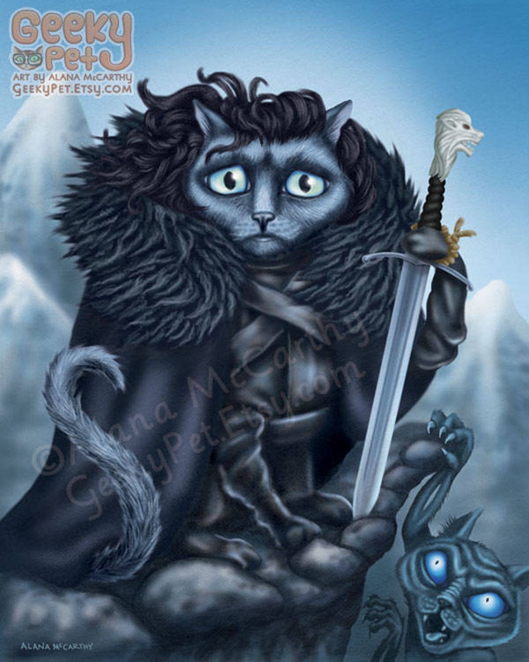 Jon Snow Cat - 8x10 Art Print - Etsy
