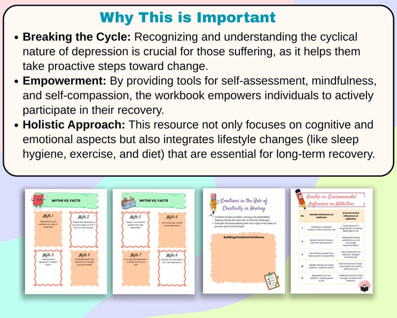 Breaking the Depression Cycle Workbook, CBT, ACT, Coping Skills ...