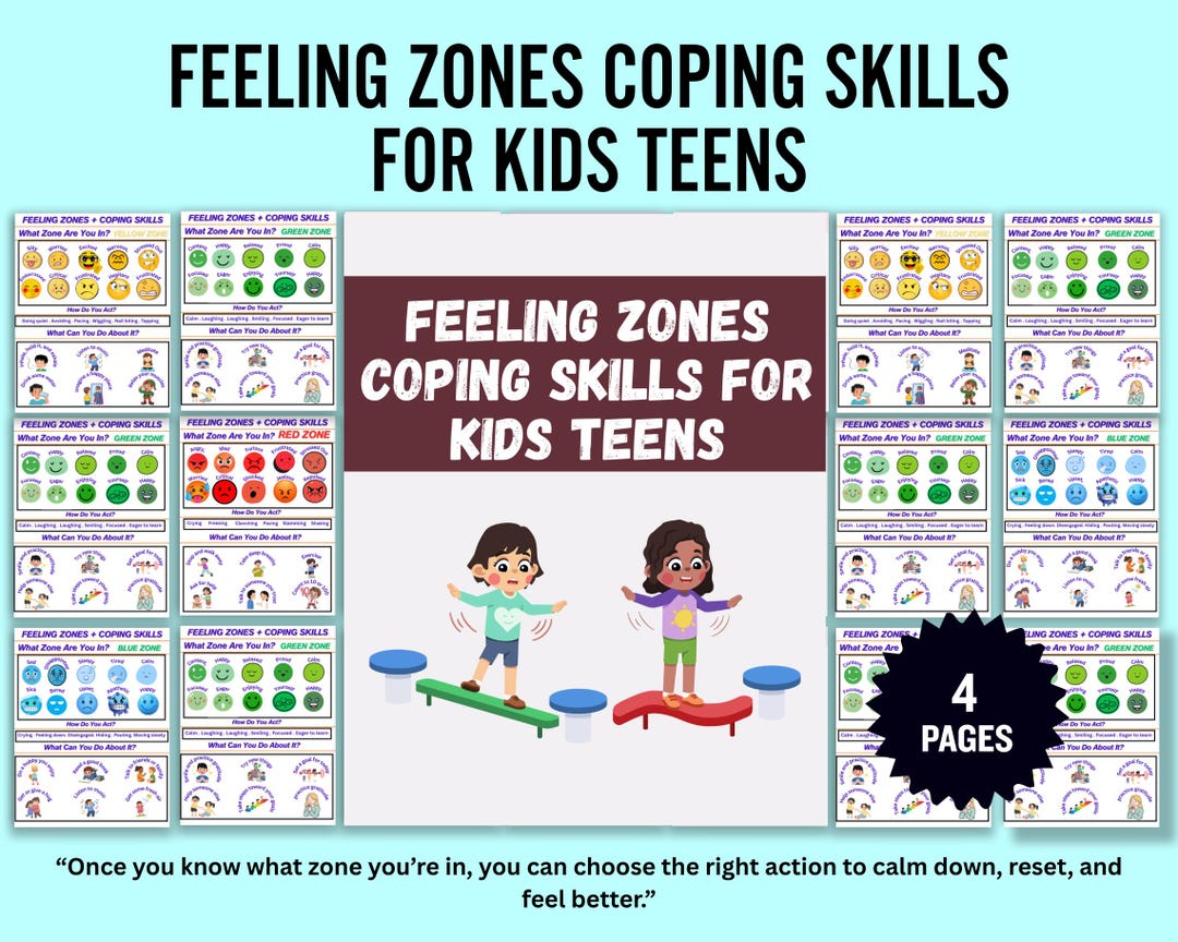 Feeling Zones Coping Skills, Kids Teens, Emotional Regulation (digital ...