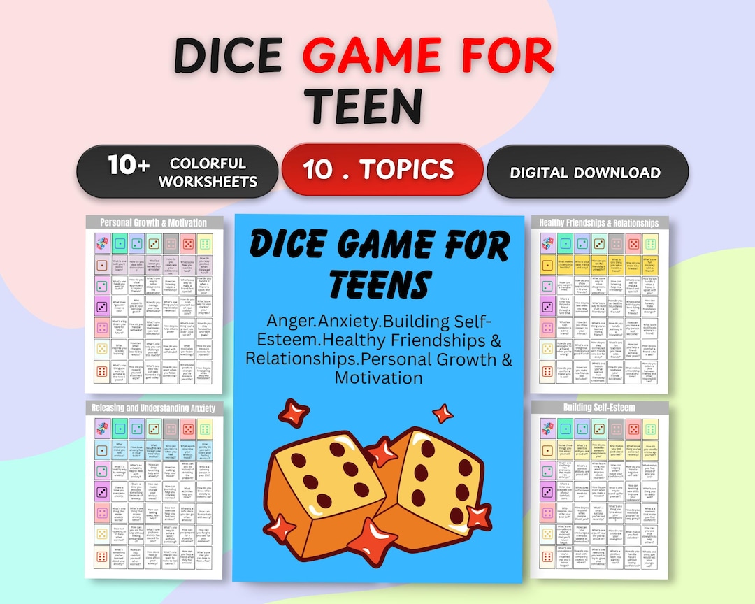 Teen Therapy Dice Game: Anxiety, Anger, Self-esteem Table Talk ...