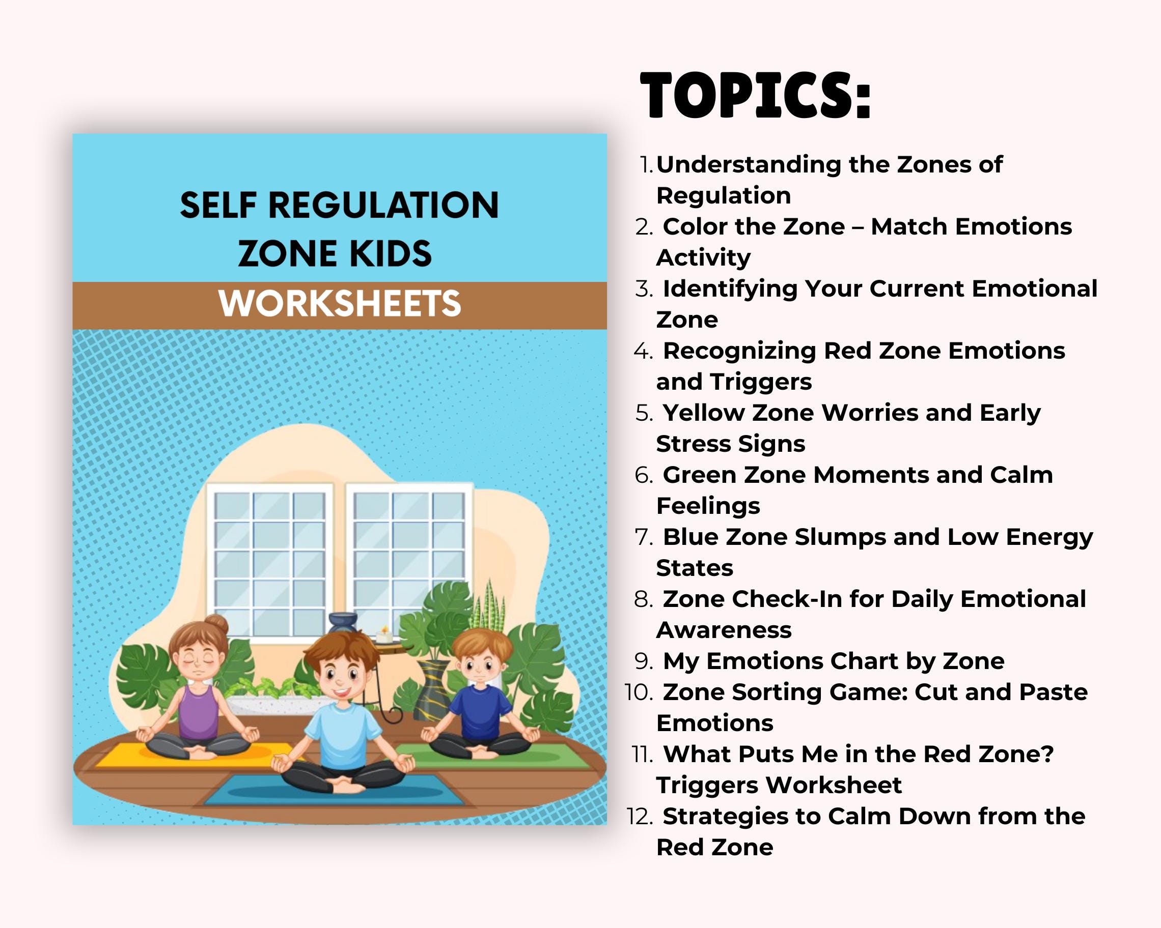 Self Regulation Zone Kids Feeling Worksheets, School Counselling ...