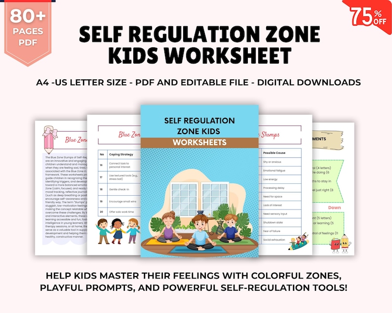 Self Regulation Zone Kids Feeling Worksheets, School Counselling ...