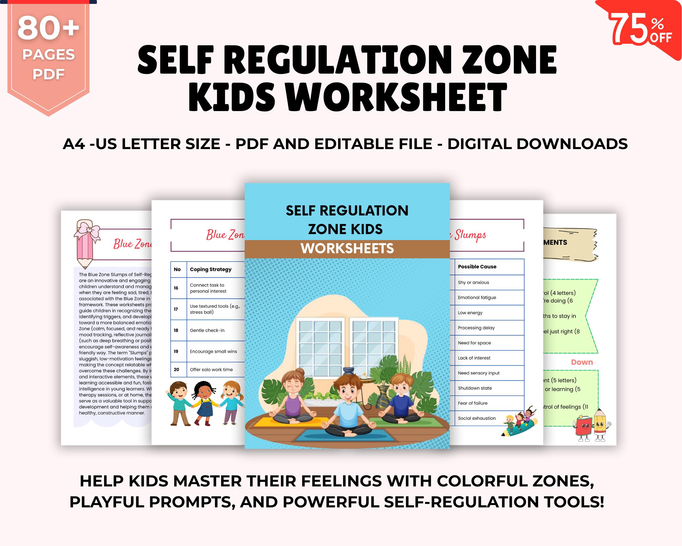 Self Regulation Zone Kids Feeling Worksheets, School Counselling ...