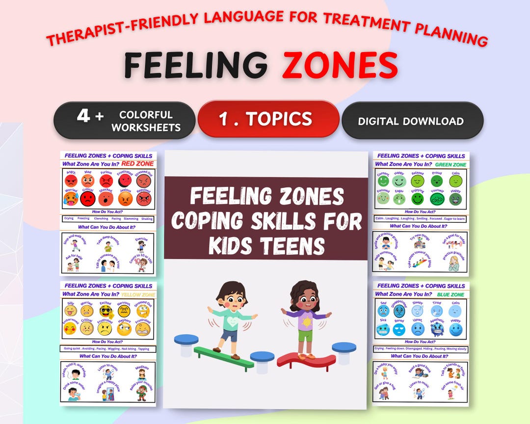 Feeling Zones Coping Skills, Kids Teens, Emotional Regulation (digital ...