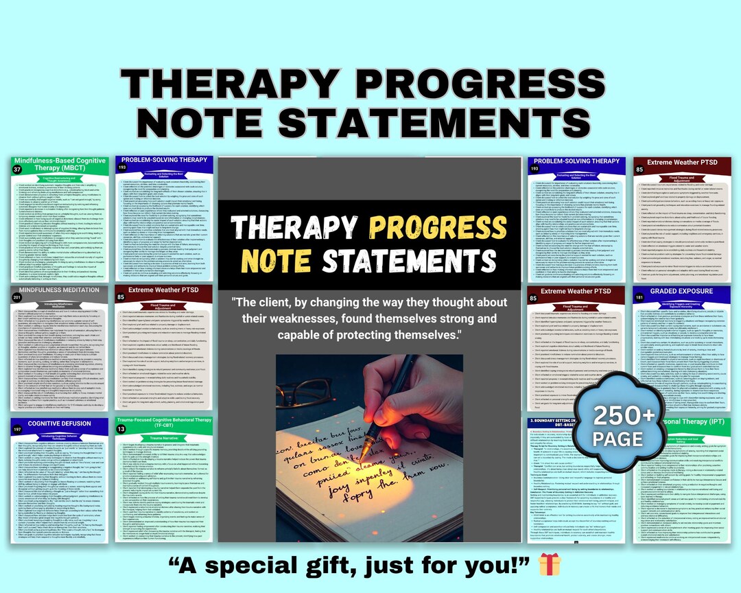 5000 Therapy Progress Note Statements | Therapeutic Interventions ...