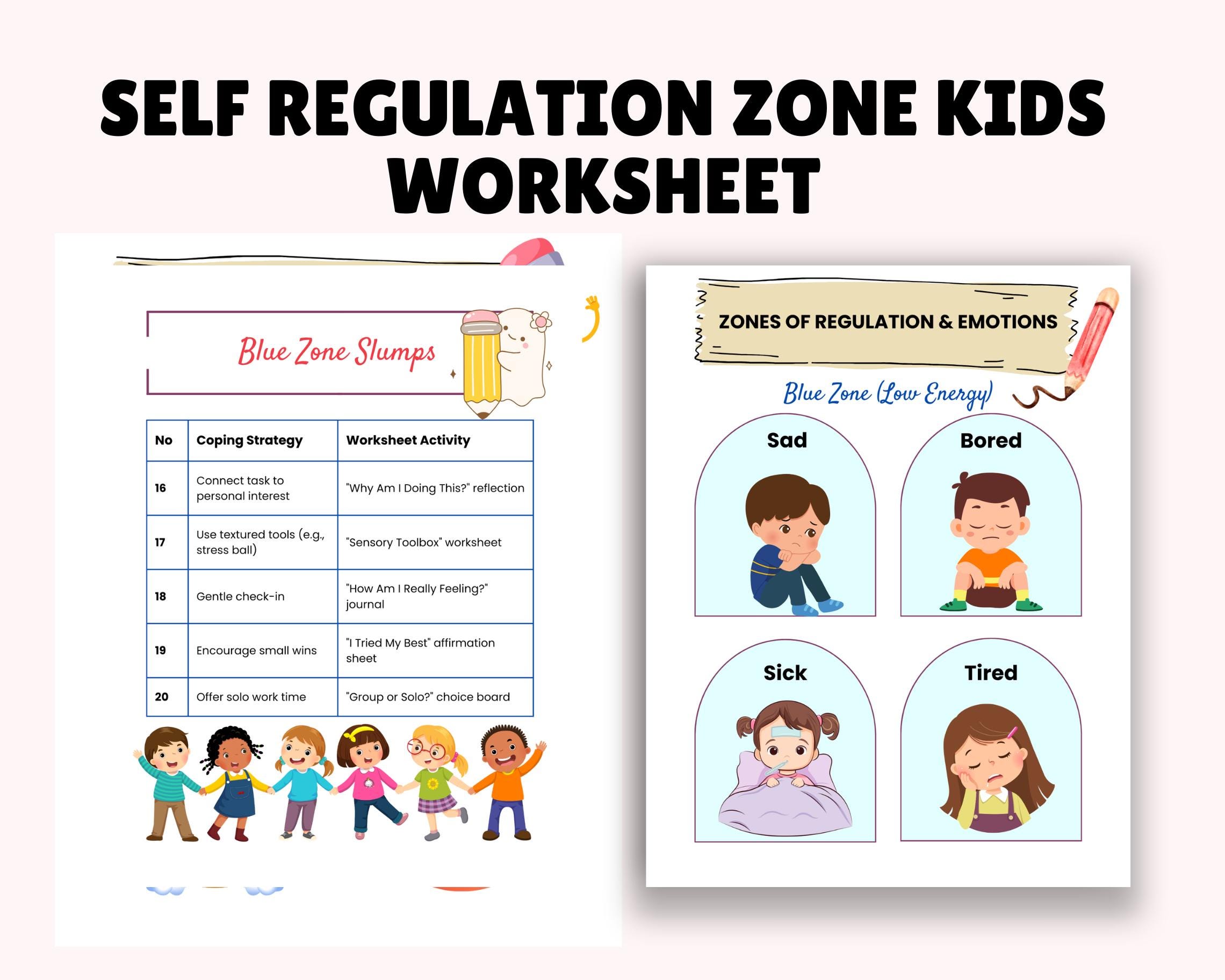 Self Regulation Zone Kids Feeling Worksheets, School Counselling ...