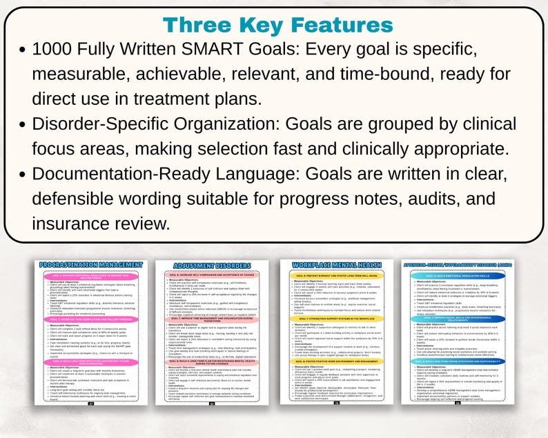 Therapy SMART Goals Objectives Guide: Treatment Planning, Progress ...