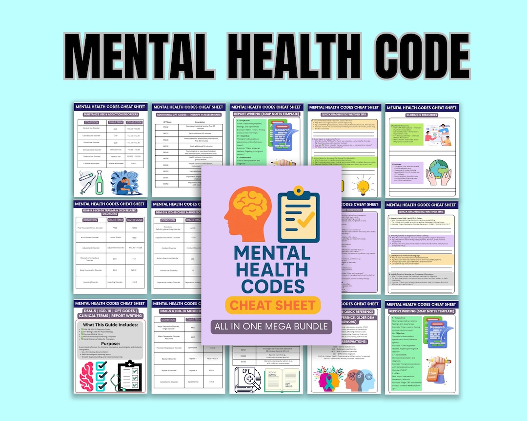 Mental Health Codes Cheat Sheet: DSM-5, ICD-10, CPT - Clinical Reference - Etsy Australia