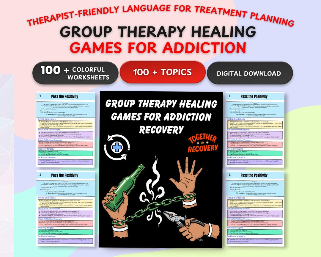 Addiction Recovery Group Therapy Games: 100+ Activities (digital ...