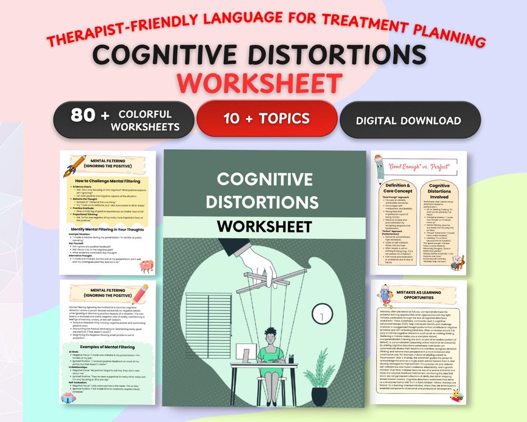 Cognitive Distortions Worksheets: CBT, DBT Therapy Tools (PDF Download ...