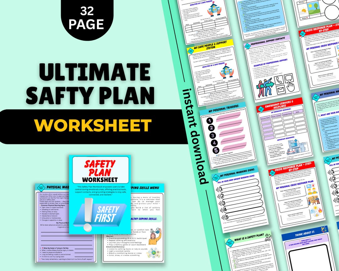 Safety Plan Worksheets: Crisis Management, Coping Skills (PDF Download ...