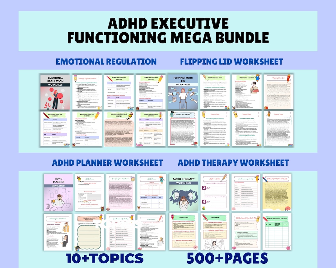 ADHD Executive Functioning Worksheets,adhd Worksheets,kids Teen Coping ...