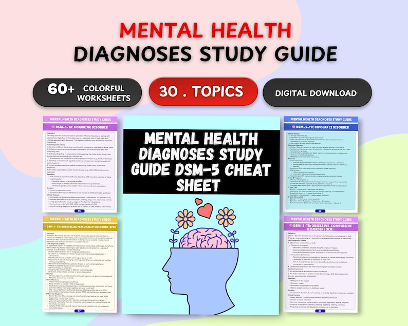 Mental Health Diagnoses Study Guide: DSM-5 Cheat Sheet - Etsy