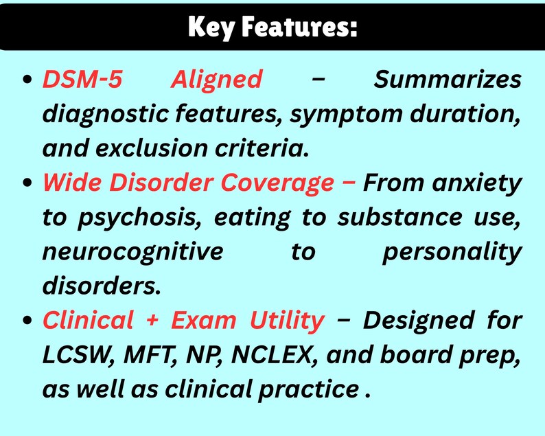 Mental Health Diagnoses Study Guide: DSM-5 Cheat Sheet - Etsy
